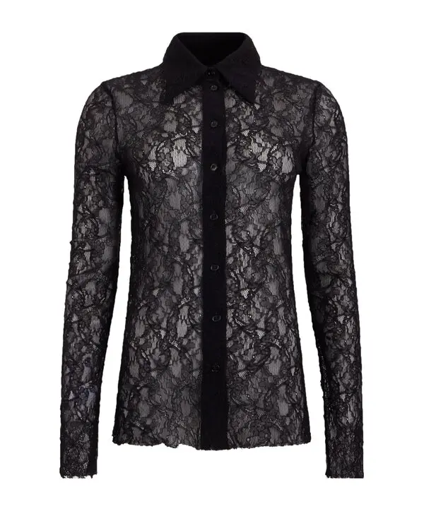 Philosophy Di Lorenzo Serafini Lace Detailed Long-sleeved Shirt - Black