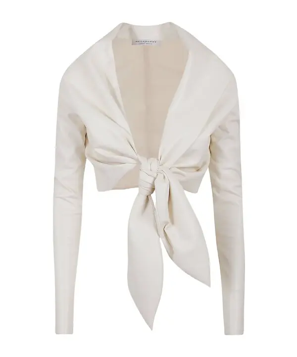 Philosophy Di Lorenzo Serafini Off-shoulder Cropped Top With Front Knot Detail - No