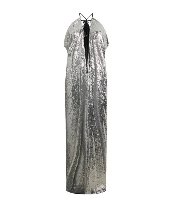 Philosophy Di Lorenzo Serafini Halterneck Sequined Maxi Dress - Gray