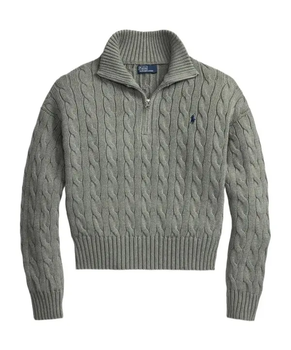 Polo Ralph Lauren Cable-knit Quarter-zip Sweater - Grey