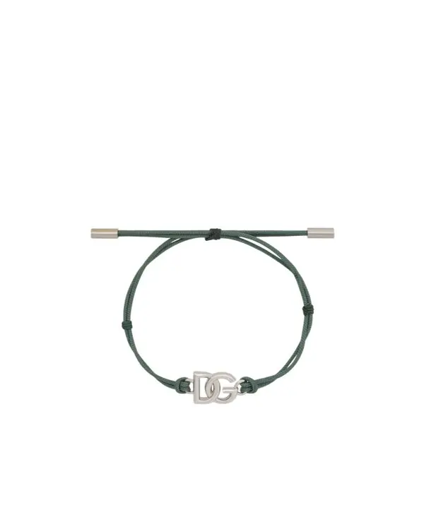 Dolce & Gabbana Dolce Gabbana Logo Plaque Knot-fastened Bracelet - Green
