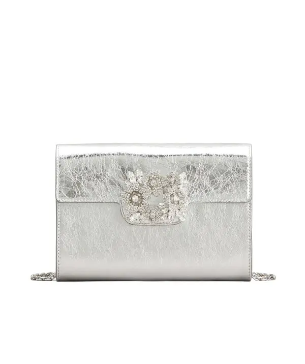 ROGER VIVIER Efflorescence Mini Clutch Bag - Silver