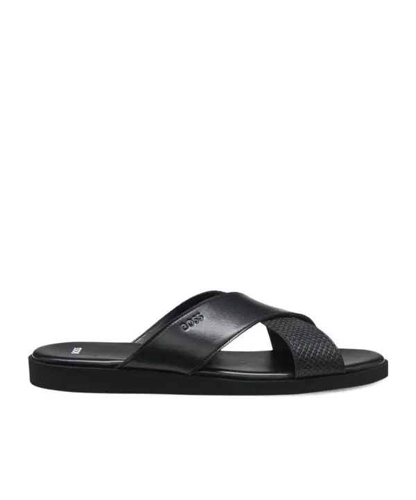 Hugo Boss Darrel Crisscross Strap Slides - Black