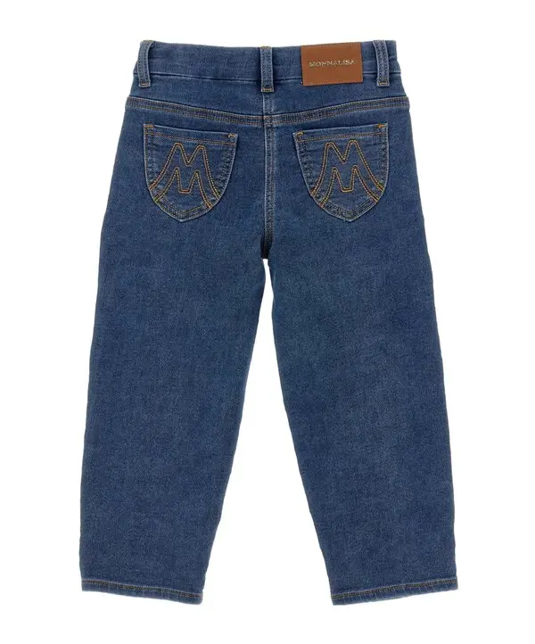 Monnalisa Embroidered-patch Straight-leg Jeans
