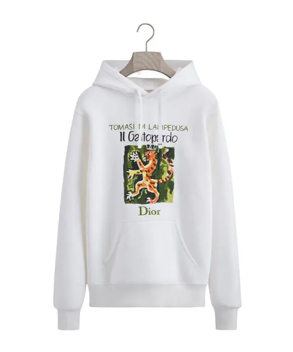 Dior Hooded Sweatshirt With Book Cover Embroidery, Relaxed Fit - White