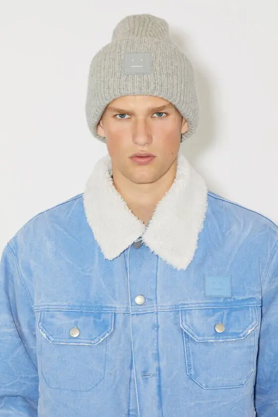 Acne Studios Logo Patch Ribbed Beanie