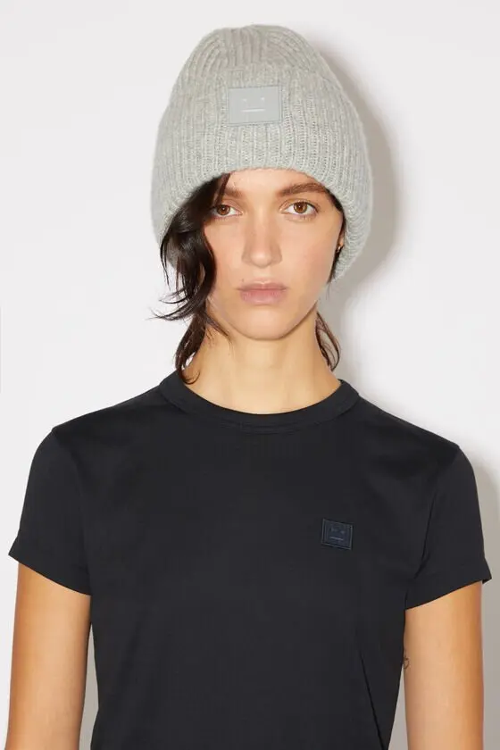 Acne Studios Logo Patch Ribbed Beanie
