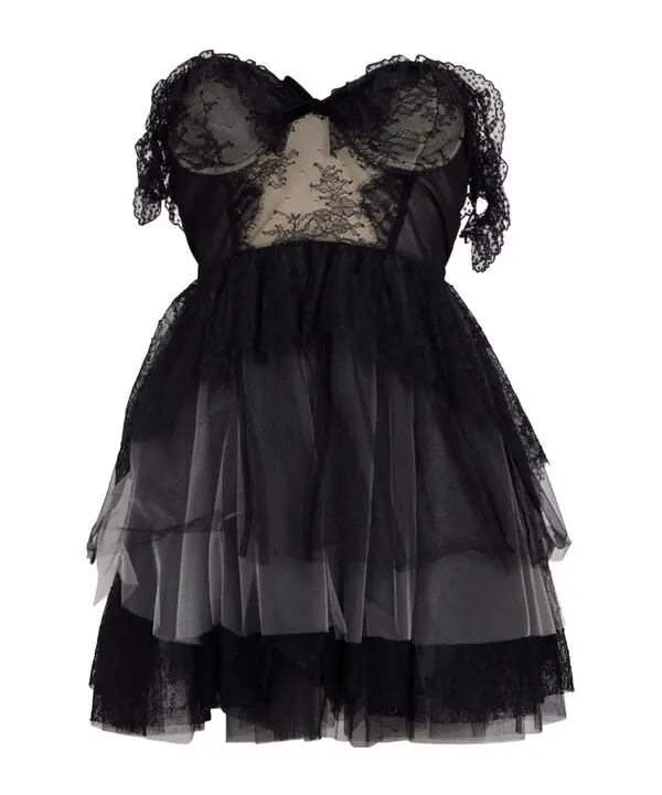 Philosophy Di Lorenzo Serafini Sweetheart-neck Sleeveless Tulle Mini Dress - Black