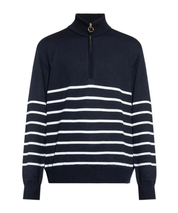 Paul & Shark Striped Zip-neck Knitwear - Navy Blue