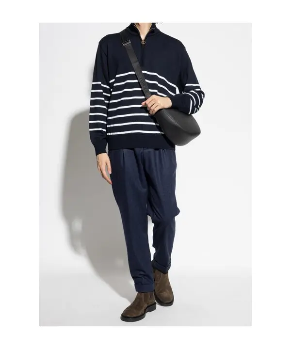 Paul & Shark Striped Zip-neck Knitwear