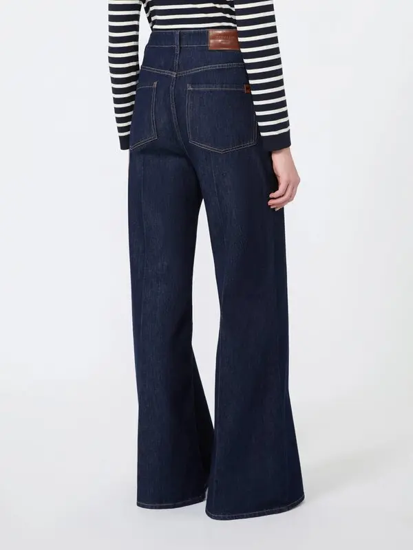 Max Mara Cotton Denim Palazzo Jeans Navy