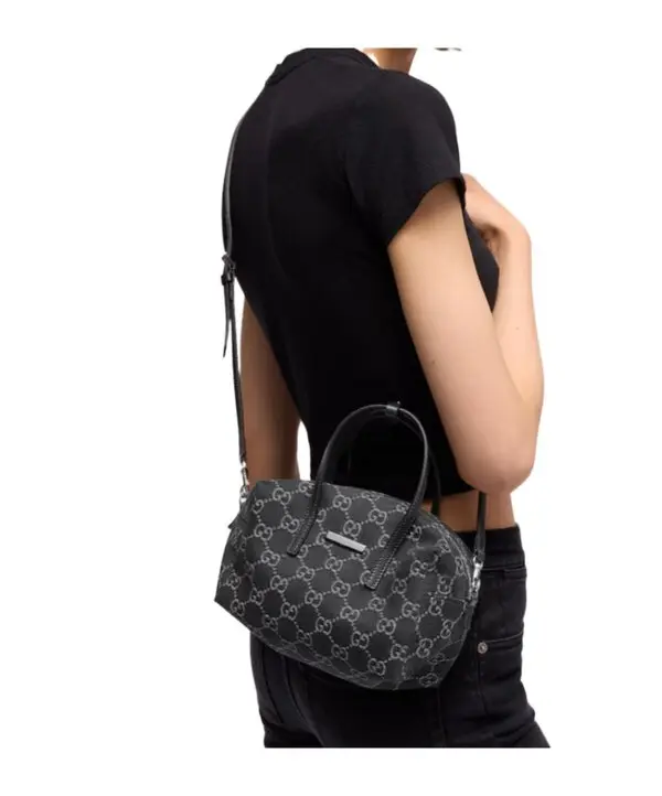 Gucci Small Boston Bag With Plaque - Black