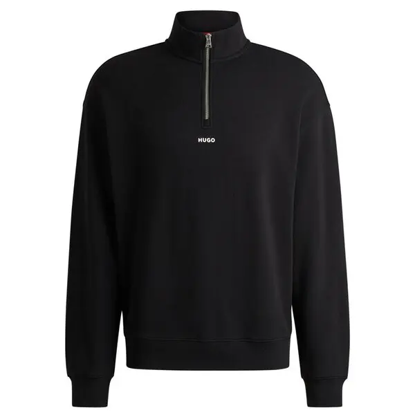 Hugo Boss Zip-neck Logo Print Sweatshirt - Black