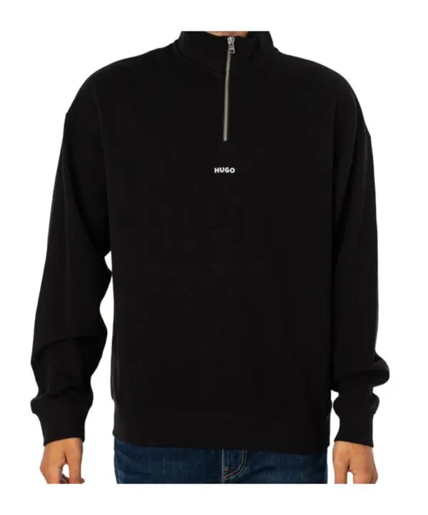 Hugo Boss Zip-neck Logo Print Sweatshirt