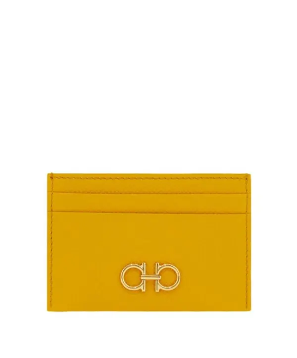 FERRAGAMO Gancini Credit Card Holder - Yellow