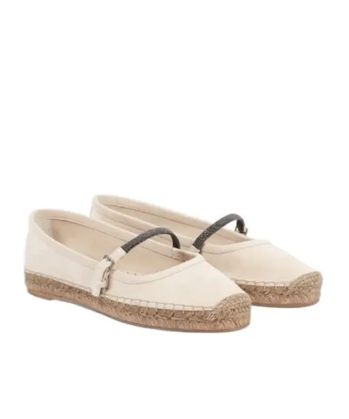 Brunello Cucinelli Monili Suede Espadrilles - Nude