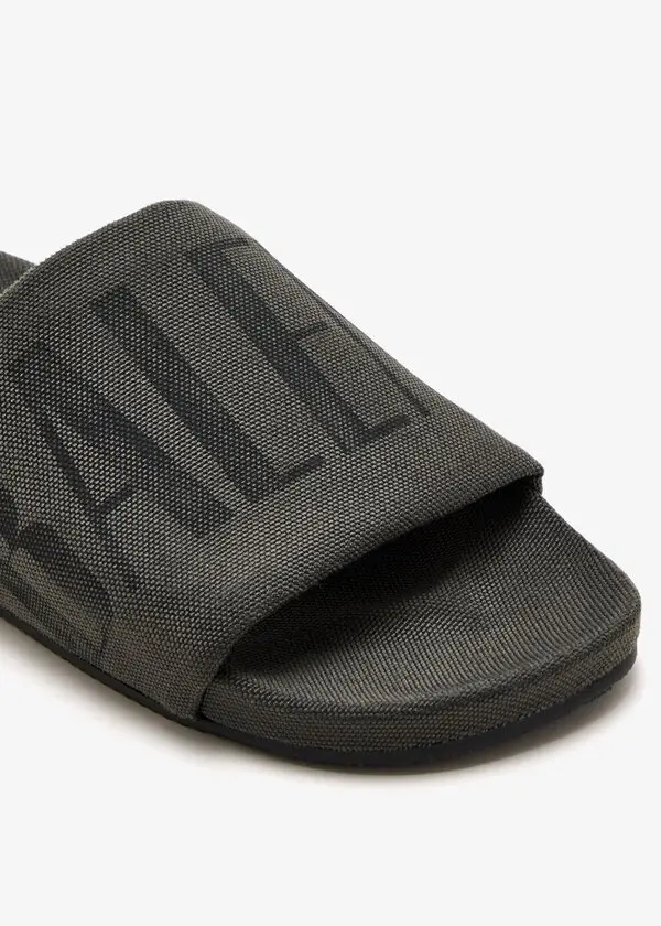 Balenciaga Logo Printed Slides - Black