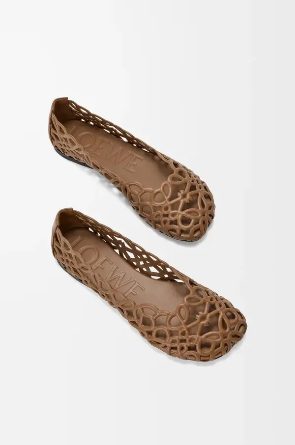 Loewe Petal Anagram Ballerina Flats In Lambskin - Brown