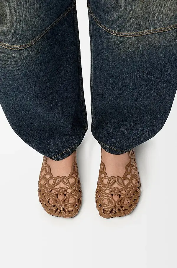 Loewe Petal Anagram Ballerina Flats In Lambskin - Brown