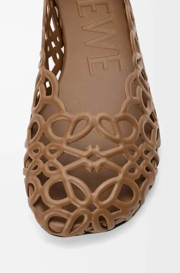 Loewe Petal Anagram Ballerina Flats In Lambskin - Brown