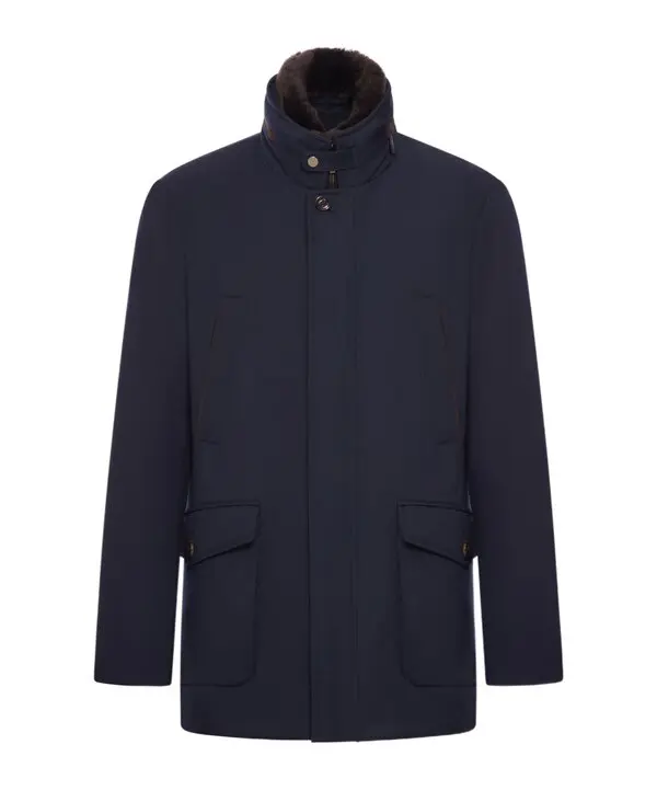 MOORER Fur-collar Coat