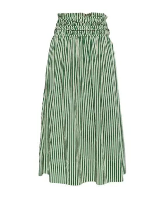 ALLSAINTS Kali Smocked Stripe Skirt - Green