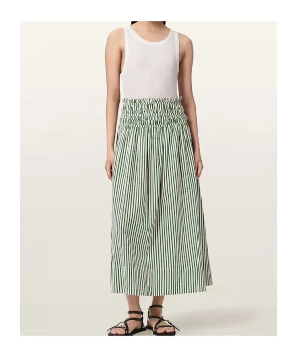 ALLSAINTS Kali Smocked Stripe Skirt