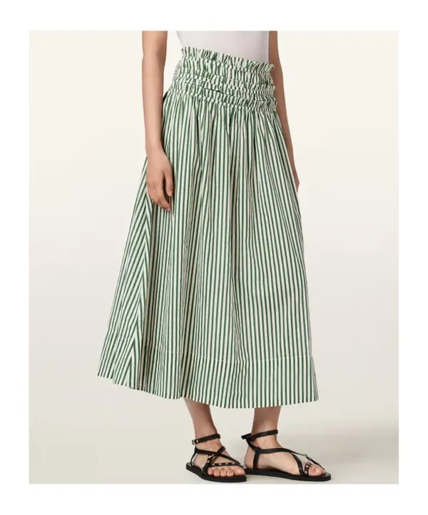 ALLSAINTS Kali Smocked Stripe Skirt