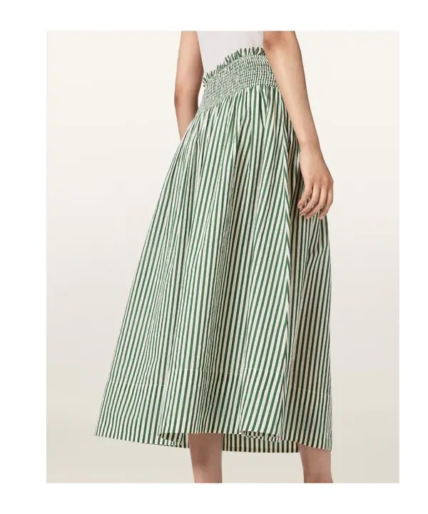 ALLSAINTS Kali Smocked Stripe Skirt