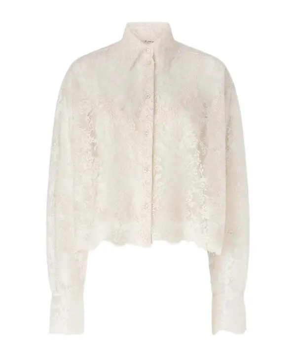 Ermanno Scervino Embroidered Tulle Shirt With Matching Top - Whisper White