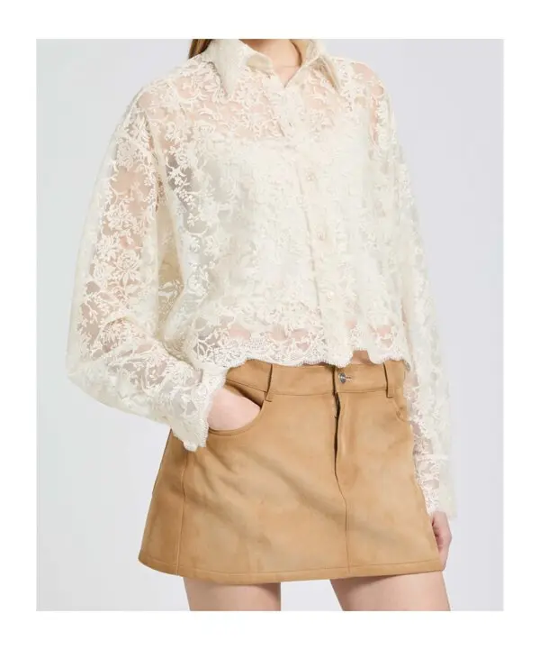Ermanno Scervino Embroidered Tulle Shirt With Matching Top