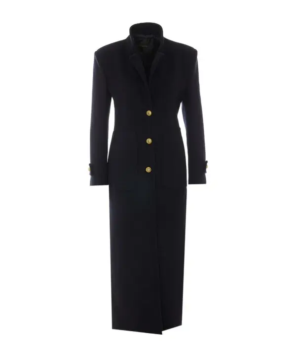 Pinko Long Tailored Coat With Notched Lapels - Navy Blue