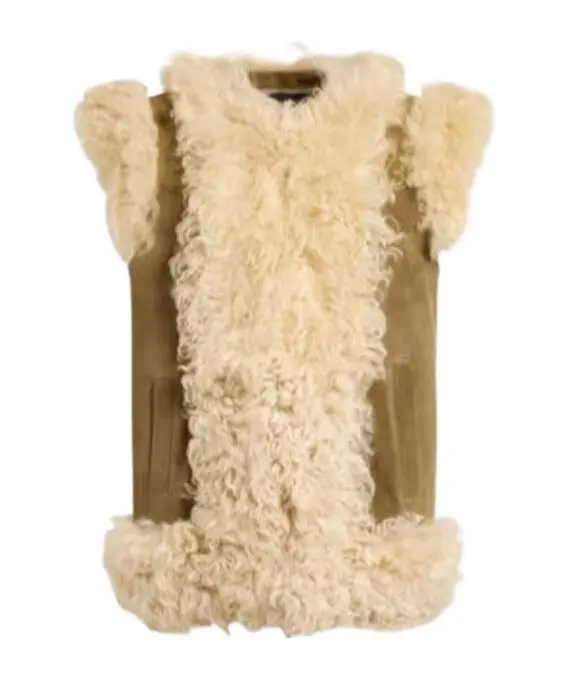 Etro Peacock Shearling Waistcoat - Camel