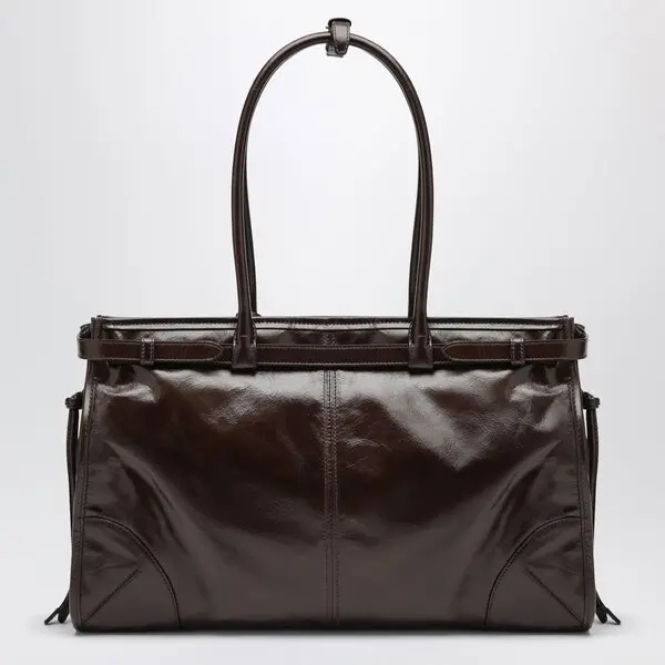 Prada Bonnie Large Leather Handbag In Dark