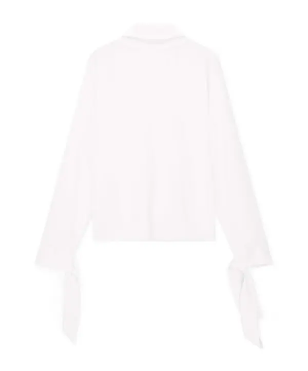 Emporio Armani Blouse In Recycled Crepe With High Neckline And Tie Cuffs - White