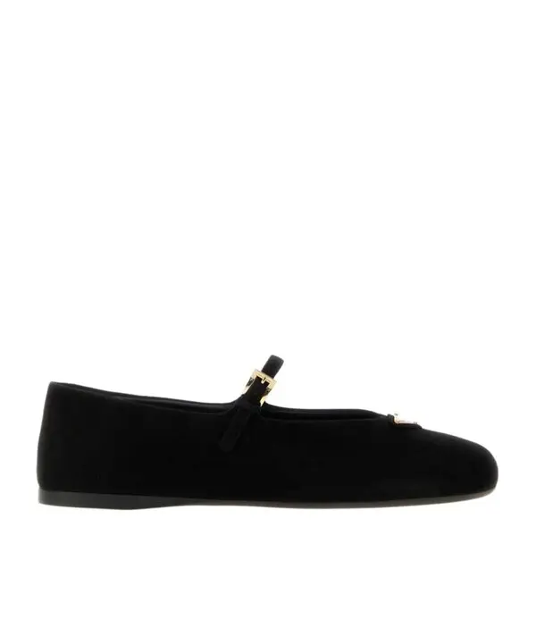 Prada Buckle-strap Logo-plaque Ballet Flats