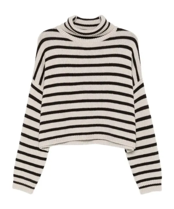 LISA YANG Zerlina Striped Mock Neck Knitted Jumper - No
