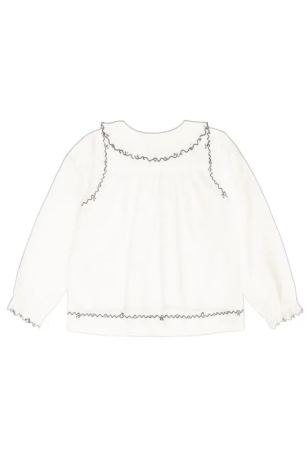 Bonpoint Maneke Embroidered Ruffle Blouse