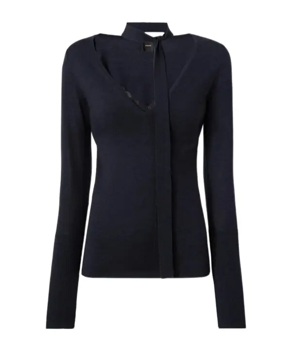 Pinko Lace-trim Tie-neck Sweater