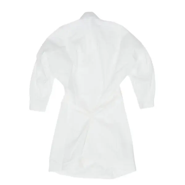 Jacquemus V-neck Fitted Dress With Long Sleeves And Ruffled Back - White