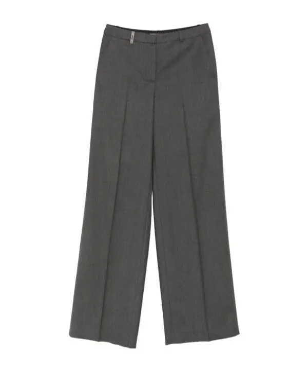 Peserico Pressed-crease Wool Trousers - Grey