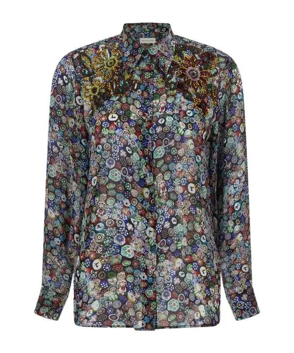 Dries Van Noten Embellished Long Sleeve Shirt - Multicolor