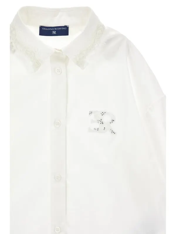 Ermanno Scervino Lace-trimmed Crystal-embellished Shirt