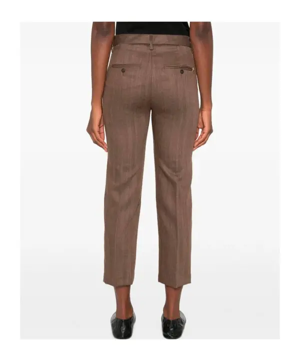 DONDUP Nima Cropped Herringbone Wool Trousers