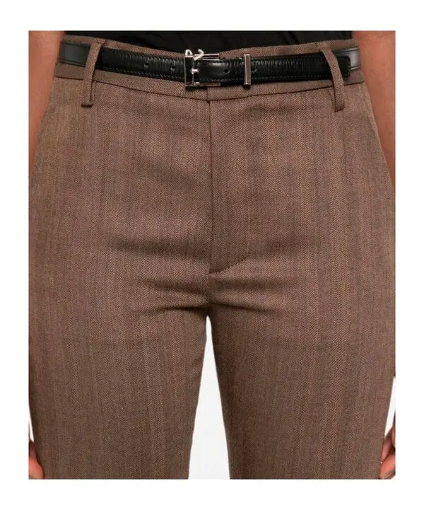 DONDUP Nima Cropped Herringbone Wool Trousers