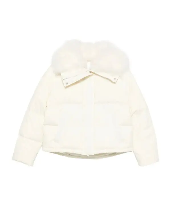 YVES SALOMON Fur-trim Puffer Jacket - Cream