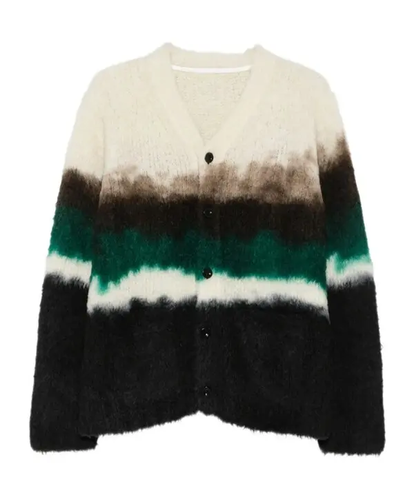 Sacai Tie-dye Knit Cardigan - Black Multicolor