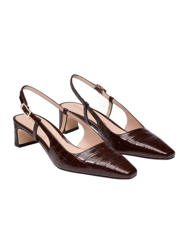 STUART WEITZMAN Croc-effect Slingback Pumps