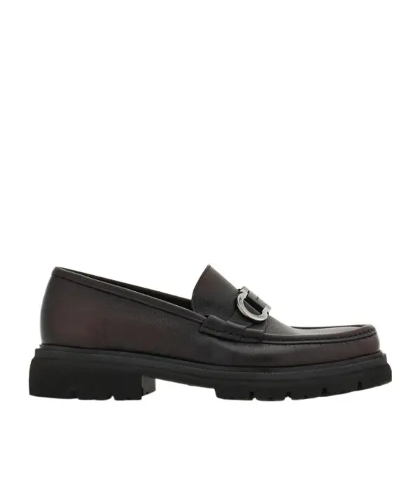 FERRAGAMO Gancini Embellishment Moccasins - Cardovan/black