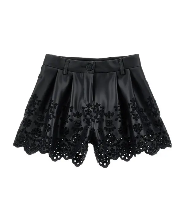 Ermanno Scervino Broderie-anglaise Scalloped-hem Shorts - Black